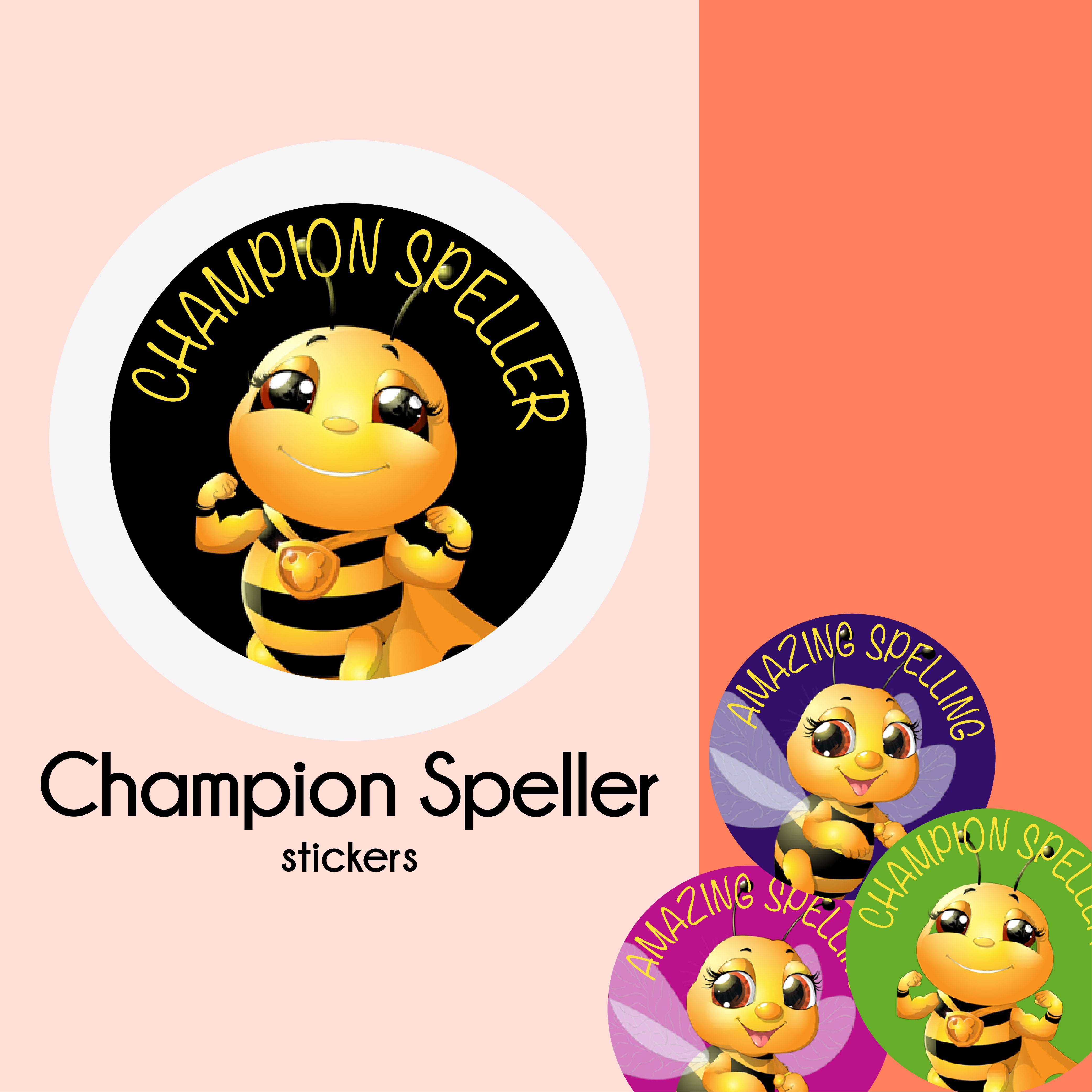 Champion Spellers | Spelling Bee Stickers | Teacher stickers ...